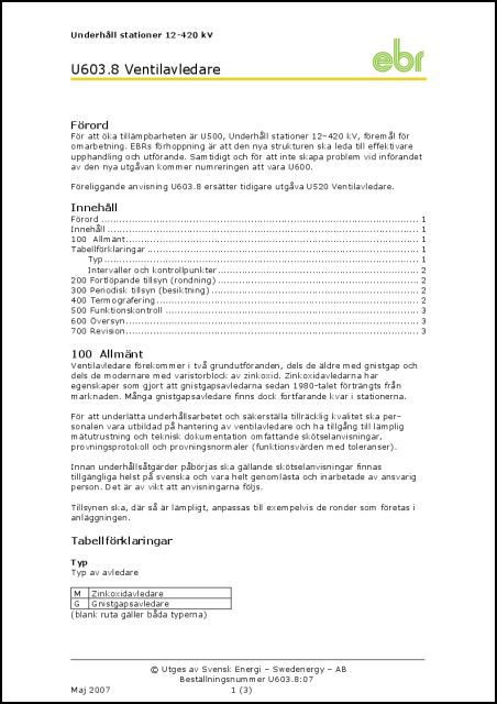 EBR Ventilavledare - U 603.8:07 - Energiföretagen Sverige